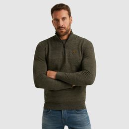 PME-Legend Troyer PME LEGEND, Herren, Gr. M, dusky gr&uuml;n, Strick, Obermaterial: 100% Baumwolle, unifarben, regular fit h&uuml;ftbedeckend, Rundhals, Flachstrickb&uuml;ndchen, Pullover Troyer, mit Struktur-Muster und Logo-Badge
