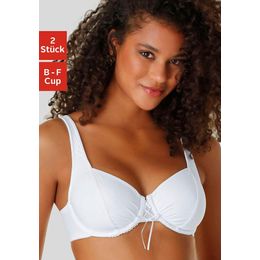 Dekollet&eacute;-BH Petite Fleur, Damen, Gr. 90, Cup D, schwarz-wei&szlig; (wei&szlig;, schwarz), Microtouch, Obermaterial: 82% Polyamid (TACTEL), 18% Elasthan (LYCRA), BHs Dekollet&eacute;-BH, mit B&uuml;gel und sch&ouml;nen Raffungen im Cup, Dessous