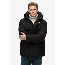 Steppjacke Superdry "HOODED 5 BAFFLE SPORTS PUFFER", Herren, Gr. S, schwarz, Web, Obermaterial: 100% Polyester, unifarben, relaxed fit normal, Jacken Steppjacke, Kunstfaser, relaxed fit