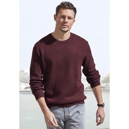Strickpullover John Devin, Herren, Gr. L (52/54), rot (dunkelrot), Feinstrick, Obermaterial: 50% Baumwolle, 50% Polyacryl, unifarben, regular fit normal, Rundhals, Strickb&uuml;ndchen, Pullover Strickpullover, Pullover aus weichem Strukturstrick, Topseller