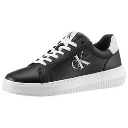 Plateausneaker Calvin Klein Jeans "SEAMUS 20L", Herren, Gr. 44, schwarz-wei&szlig; (schwarz, wei&szlig;), Leder, Schuhe Plateausneaker, Freizeitschuh, Halbschuh, Schn&uuml;rschuh mit Kontrastbesatz
