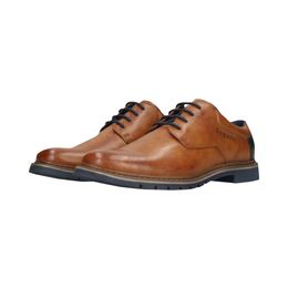 Schn&uuml;rschuh Bugatti, Herren, Gr. 46, cognac used, Lederimitat, festlich, Schuhe Schn&uuml;rschuh, Blockabsatz, Businessschuh, Abendschuh mit Logopr&auml;gung
