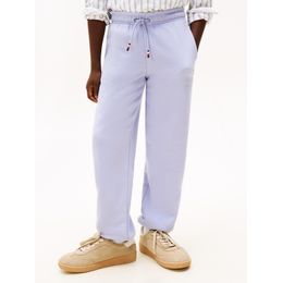 Jogginghose Tommy Hilfiger "MINI CORP SWEATPANTS", Jungen, Gr. 92, N-Gr, periwinkle dusk, Sweatware, Obermaterial: 80% Baumwolle, 20% Polyester, unifarben, regular fit lang, Hosen Jogginghose, Kinder bis 16 Jahre
