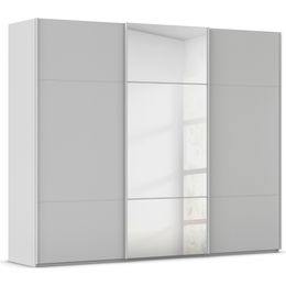 Schwebet&uuml;renschrank Rauch "Kleiderschrank Schrank Garderobe Schlafzimmerschrank SCALE-TRIO", grau (seidengrau, griffleisten seidengrau), B:271cm H:223cm T:68cm, Holzwerkstoff, Schr&auml;nke, Schwebet&uuml;renschrank, edle dreigeteilte Front mit 2 Zierleisten und Spiegel MADE IN GERMANY