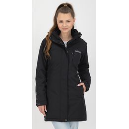 Winterjacke DEPROC Active "MONTREAL LONG WMN", Damen, Gr. 46 (L), schwarz, 96% Polyester; 4% Elasthan, Windstopperb&uuml;ndchen mit Daumenl&ouml;chern,mit Schneefang,mit verstellbarem Klettverschluss, Jacken Winterjacke, auch in Gro&szlig;en Gr&ouml;&szlig;en erh&auml;ltlich