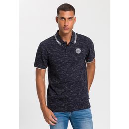 H.I.S. Poloshirt H.I.S, Herren, Gr. L (52/54), grau (anthrazit meliert), Piqu&eacute;, Obermaterial: 93% Baumwolle, 5% Elasthan, 2% Polyester, meliert, schmal, Rundhals, Shirts Poloshirt, kurz&auml;rmelig, schmal geschnitten, mit Polokragen