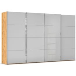 Schwebet&uuml;renschrank Rauch "Kleiderschrank Schrank Garderobe Schlafzimmerschrank SCALE-FYRA", grau (asteiche, glas seidengrau, griffleisten chrom), B:360cm H:223cm T:68cm, Holzwerkstoff, Schr&auml;nke, Schwebet&uuml;renschrank, edle viergeteilte T&uuml;ren mit Glas-Front viele Farben MADE IN GERMANY