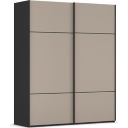 Schwebet&uuml;renschrank Rauch "Kleiderschrank Schrank Garderobe Schlafzimmerschrank SCALE-TRIO", beige (schwarz, glas fango matt, griffleisten schwarz), B:181cm H:223cm T:67cm, Holzwerkstoff, Schr&auml;nke, Schwebet&uuml;renschrank, edle dreigeteilte Front mit 2 Zierleisten Glasfront MADE IN GERMANY