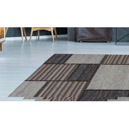 Teppich Calo-deluxe "Roxy 120" Gr. 3, beige (natur, creme), B:120cm H:6mm L:170cm, Baumwolle, Kunstfaser, Wolle, Teppiche, Teppich, Jacquard, Flachgewebe, Wohnzimmer, Esszimmer