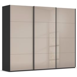 Schwebet&uuml;renschrank Rauch "Kleiderschrank Schrank Garderobe Schlafzimmerschrank SCALE-FYRA", beige (schwarz, glas fango, griffleisten schwarz), B:271cm H:223cm T:68cm, Holzwerkstoff, Schr&auml;nke, Schwebet&uuml;renschrank, edle viergeteilte T&uuml;ren mit Glas-Front viele Farben MADE IN GERMANY