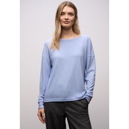 Langarmshirt Street One, Damen, Gr. 46, frosted blau meliert, Jersey, Obermaterial: 83% Viskose, 17% Polyester, unifarben, l&auml;ssig geschnitten h&uuml;ftbedeckend, Rundhals, B&uuml;ndchen, Shirts Langarmshirt, im Melange Look