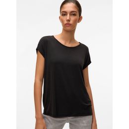 V&eacute;ro Moda Rundhalsshirt VERO MODA "VMAVA PLAIN SS TOP GAJRS NOOS", Damen, Gr. XL, schwarz, Jersey, Obermaterial: 95% Lyocell (TENCEL&trade;), 5% Elasthan, unifarben, regular fit normal, Rundhals, Shirts Rundhalsshirt, Materialmix, regular fit, Topseller
