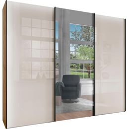 Schwebet&uuml;renschrank Wiemann "Monaco, Kleiderschrank, Schrank, W&auml;scheschrank, mit Schiebet&uuml;ren", wei&szlig; (bianco, eiche, nachbildung, glas champagner, kristallspiegel), B:246,3cm H:236cm T:67cm, Floatglas, Holzwerkstoff, Schr&auml;nke, Schwebet&uuml;renschrank, hochwertige Glas- und Spiegelfront, variable Inneneinteilung