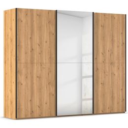 Schwebet&uuml;renschrank Rauch "Kleiderschrank Schrank Garderobe Schlafzimmerschrank SCALE-WOOD", braun (asteiche massiv, griffleisten schwarz), B:271cm H:223cm T:68cm, Holz teilmassiv, Schr&auml;nke, Schwebet&uuml;renschrank, edle geteilte Front in massiver Asteiche mit Spiegel MADE IN GERMANY