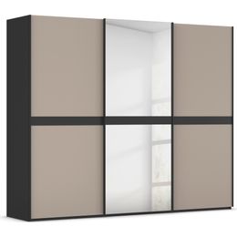 Schwebet&uuml;renschrank Rauch "Kleiderschrank Schrank Garderobe Schlafzimmerschrank SCALE-LINE", beige (schwarz, glas fango matt), B:271cm H:223cm T:68cm, Holzwerkstoff, Schr&auml;nke, Schwebet&uuml;renschrank, edle Optik mit Bauchbinde mit Glas/Spiegel-Front MADE IN GERMANY