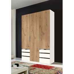 Kleiderschrank wimex "Level by fresh to go", wei&szlig; (wei&szlig;, plankeneichefarben), B:150cm H:216cm T:58cm, Schr&auml;nke, Kleiderschrank, mit Schubladen
