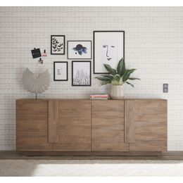 Sideboard Home Affaire "Jupiter, Breite 241 cm, Kommode 4 T&uuml;ren - Soft Closing, Anrichte", braun (mercure nb holzstruktur), B:241cm H:90cm T:44cm, Sideboards, Sideboard, moderne Griffblende, FSC, cleveres Stauraumkonzept