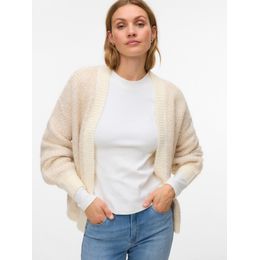 V&eacute;ro Moda Strickjacke VERO MODA "VMLOVELY LS OPEN CARDIGAN", Damen, Gr. S, birch detail:with mel, silber mink mel, Strick, Obermaterial: 78% Polyester, 12% Nylon, 8% Wolle, 2% Elasthan, unifarben, regular fit normal, V-Ausschnitt, Strickjacken Strickjacke, mit Wolle und Stretch