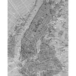 Vliestapete Komar "Digitaldruck Vlies - NYC Map - Gr&ouml;&szlig;e 200 x 250 cm", grau, B:200m L:250m, Vlies, Tapeten, Vliestapete, Wohnzimmer, Schlafzimmer