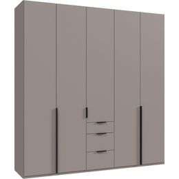 Dreht&uuml;renschrank wimex "Mugano", saharagrau, griffe schwarz, B:225cm H:236cm T:58cm, Holzwerkstoff, Schr&auml;nke, Dreht&uuml;renschrank, in vielen Breiten, 208 oder 236 cm hoch, Made in Germany