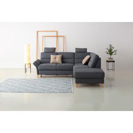 Ecksofa Home Affaire "Westerland L-Form", grau, B:238cm H:90cm T:213cm, 100% Polyester, Sofas, Ecksofa, Federkern-Polsterung, wahlweise mit Bettfunktion, Bettkasten
