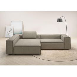 Ecksofa Home Affaire "Watertown, moderne XXL L-Form, 306 cm breit", grau (taupe), B:306cm H:68cm T:191cm, 100% Polyester, Sofas, Ecksofa, Komfortabel mit tiefer Sitzfl&auml;che &ndash; ideal f&uuml;r gro&szlig;e Wohnr&auml;ume