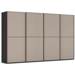 Schwebet&uuml;renschrank Rauch "Kleiderschrank Schrank Garderobe Schlafzimmerschrank SCALE-DUO", beige (schwarz, glas fango matt, griffleisten schwarz), B:360cm H:223cm T:68cm, Holzwerkstoff, Schr&auml;nke, Schwebet&uuml;renschrank, edle zweigeteilte T&uuml;ren Glas-Front mit 3 Zierleisten MADE IN GERMANY