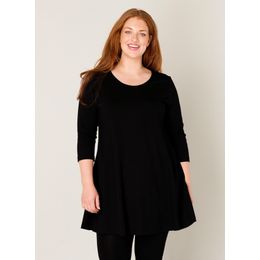 Tunikashirt Base Level Curvy "Aria", Damen, Gr. 50, schwarz, Single Jersey, Obermaterial: 94% Viskose, 6% Elasthan, unifarben, figurumspielend ca. Mitte Oberschenkel, Rundhals, Shirts Tunikashirt, mit Rundhalsausschnitt, Topseller