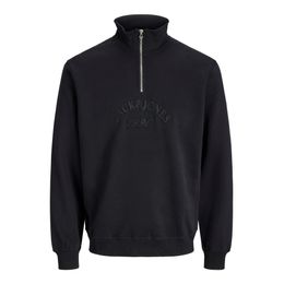 Jack & Jones Sweater JACK & JONES "JORBLEECKER BRANDING SWEAT HIGH NECK BF", Herren, Gr. XS, schwarz detail:jj, angeraute Sweatware, Obermaterial: 70% Baumwolle, 30% Polyester, unifarben, relaxed fit, Rippb&uuml;ndchen, Sweatshirts Sweater