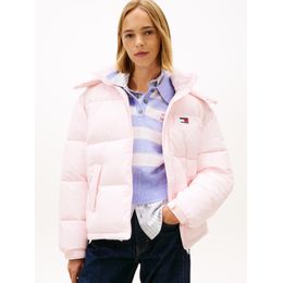 Steppjacke Tommy Jeans "TJW OVS HOODED FLAG PUFFER EXT", Damen, Gr. XXL (44), light pink, Steppware, Obermaterial: 100% Nylon, unifarben, regular fit, B&uuml;ndchen, Jacken Steppjacke