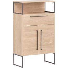 Midischrank Schildmeyer "Limone", braun (eiche hellfarben), B:65,2cm H:112,5cm T:33,1cm, FSC-zertifizierter Holzwerkstoff, Schr&auml;nke, Midischrank, Breite 65,2 cm