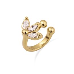 Ohrklemme Elli "Ohrringe Earcuff Blume mit Kristallen von Swarovski 925 Sterling Silber" Gr. 13, gold, Ohrringe, Damen, Silber 925 (Sterlingsilber), Ohrklemme