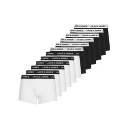 Jack & Jones Trunk JACK & JONES "JACHUEY TRUNKS 12 PACK", Herren, Gr. M, 12 Stk., wei&szlig; pack:6x wei&szlig;, 6x schwarz, Jersey, Obermaterial: 95% Baumwolle, 5% Elasthan, unifarben mit Farbeinsatz, Unterhosen Trunk