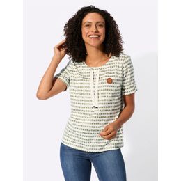 Print-Shirt Casual Looks "Print-Shirt", Damen, Gr. 54, khaki, ecru, bedruckt, 95% Baumwolle, 5% Elasthan, gemustert, mehrfarbig, Rundhals, Shirts Print-Shirt