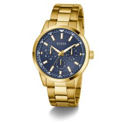 Multifunktionsuhr Guess "TREY", gold (goldfarben), Armbanduhren, Herren, Multifunktionsuhr, Quarzuhr, Armbanduhr, Herrenuhr, Edelstahlarmband, Datum