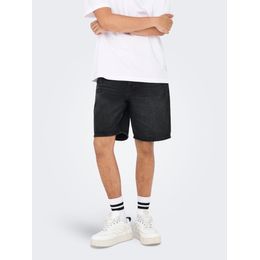 Only & Sons Shorts ONLY & SONS "ONSEDGE BLACK 2047 TAI DNM SHORTS", Herren, Gr. M, N-Gr, schwarz (schwarz denim), Web, Obermaterial: 100% Baumwolle, unifarben, straight fit knielang, Hosen Shorts