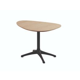 Beistelltisch FLEXLUX "Nachttisch, Sofatisch, Kaffeetisch, Couchtisch, Nierenform", braun (eiche ge&ouml;lt, schwarz matt, eiche ge&ouml;lt), B:65cm H:45cm T:47cm, Tische, Beistelltisch, Walnuss oder Eiche Furnier, Fu&szlig; Alufarbig oder Schwarz, H&ouml;he 45 cm