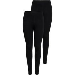 Leggings Only "ONLLIVE LOVE NEW LEGGING 2PACK NOOS", Damen, Gr. S (36), N-Gr, schwarz, Jersey, Obermaterial: 95% Baumwolle, 5% Elasthan, unifarben, slim fit kn&ouml;chelfrei, Hosen Leggings