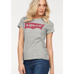Levi's T-Shirt LEVI'S "THE PERFECT TEE", Damen, Gr. L (40), rot (bright smokestack with print rot), Single Jersey, Obermaterial: 100% Baumwolle, bedruckt, meliert, figurumspielend h&uuml;ftlang, Rundhals, Shirts T-Shirt, mit Logoprint
