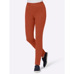 Stretch-Hose Classic Basics, Damen, Gr. 25, Kurzgr&ouml;&szlig;en, rot (rostrot, meliert), 49% Baumwolle, 46% Polyester, 5% Elasthan, unifarben, lang, Hosen Stretch-Hose