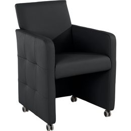Sessel exxpo - SOFA FASHION "Barista Clubsessel auf Rollen, schmale Armlehnen, aktuelles Design", schwarz, B:61cm H:88cm T:70cm, Sessel, Sessel, bequem und komfortabel, Breite 61 cm