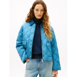 Steppjacke Tommy Hilfiger "PADDED FLAG QUILTED JACKET", Damen, Gr. XXL (44), cyclone haze, Steppware, Obermaterial: 100% Polyester, unifarben, regular fit, Jacken Steppjacke