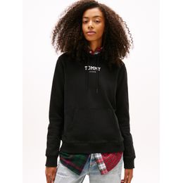 Kapuzensweatshirt Tommy Jeans "TJW REG ESS LOGO 2 HOODIE EXT", Damen, Gr. L (40), schwarz, Sweatware, Obermaterial: 100% Baumwolle, unifarben, regular fit, Rippb&uuml;ndchen, Sweatshirts Kapuzensweatshirt