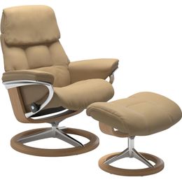 Relaxsessel stressless "Ruby", beige (sand paloma), B:88cm H:101cm T:78cm, Leder BATICK: durchgef&auml;rbtes und genarbtes M&ouml;belleder;Leder PALOMA: durchgef&auml;rbtes Semianilin-M&ouml;belleder, Sessel, Relaxsessel, mit Signature Base, Gr&ouml;&szlig;e L, Gestell Eiche, Wenge, Braun & Schwarz