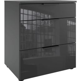Nachtkommode wimex "Level36 black C by fresh to go", grau (graphit, glas grau), B:54cm H:61cm T:41cm, Holzwerkstoff, Sideboards, Nachtkommode, mit Glaselementen auf der Front, soft-close Funktion, 54cm breit