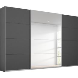 Schwebet&uuml;renschrank Rauch "Kleiderschrank Schrank Garderobe W&auml;scheschrank TOMA", grau (graumetallic), B:315cm H:210cm T:62cm, Holzwerkstoff, Schr&auml;nke, Schwebet&uuml;renschrank, inkl. Regaleinsatz sowie zus&auml;tzlichen Einlegeb&ouml;den MADE IN GERMANY