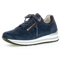 Keilsneaker Gabor "TURIN", Damen, Gr. 36, blau (nachtblau, blau), Ziegenveloursleder, Schuhe Keilsneaker, Freizeitschuh, Halbschuh, Schn&uuml;rschuh mit leichter Perforierung, Topseller