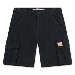 Cargoshorts LEVI'S KIDS "LVB TRADITIONAL CARGO SHORTS", Jungen, Gr. 5 (110), N-Gr, schwarz (jet schwarz), Web, Obermaterial: 98% Baumwolle, 2% Elasthan, unifarben, normal, Hosen Cargoshorts, mit Logo-Patch