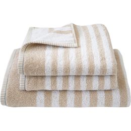 Handtuch Set Dyckhoff "Maritim, Sea Stripe", beige (greige), 3 Stk., Frottier, Frottier, Obermaterial: 100% Baumwolle, Handtuch-Sets, Handtuch Set, 2 Handt&uuml;cher (50x100cm), 1 Duschtuch (70x140cm)