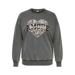 Sweatshirt Only CARMAKOMA "CARLAUREN LIFE L/S O-NECK SWT JRS", Damen, Gr. M, phantom print:amour, Sweatware, Obermaterial: 50% Baumwolle, 50% Polyester, bedruckt, unifarben, washed, regular fit normal, Rundhals, Rippb&uuml;ndchen, Sweatshirts Sweatshirt